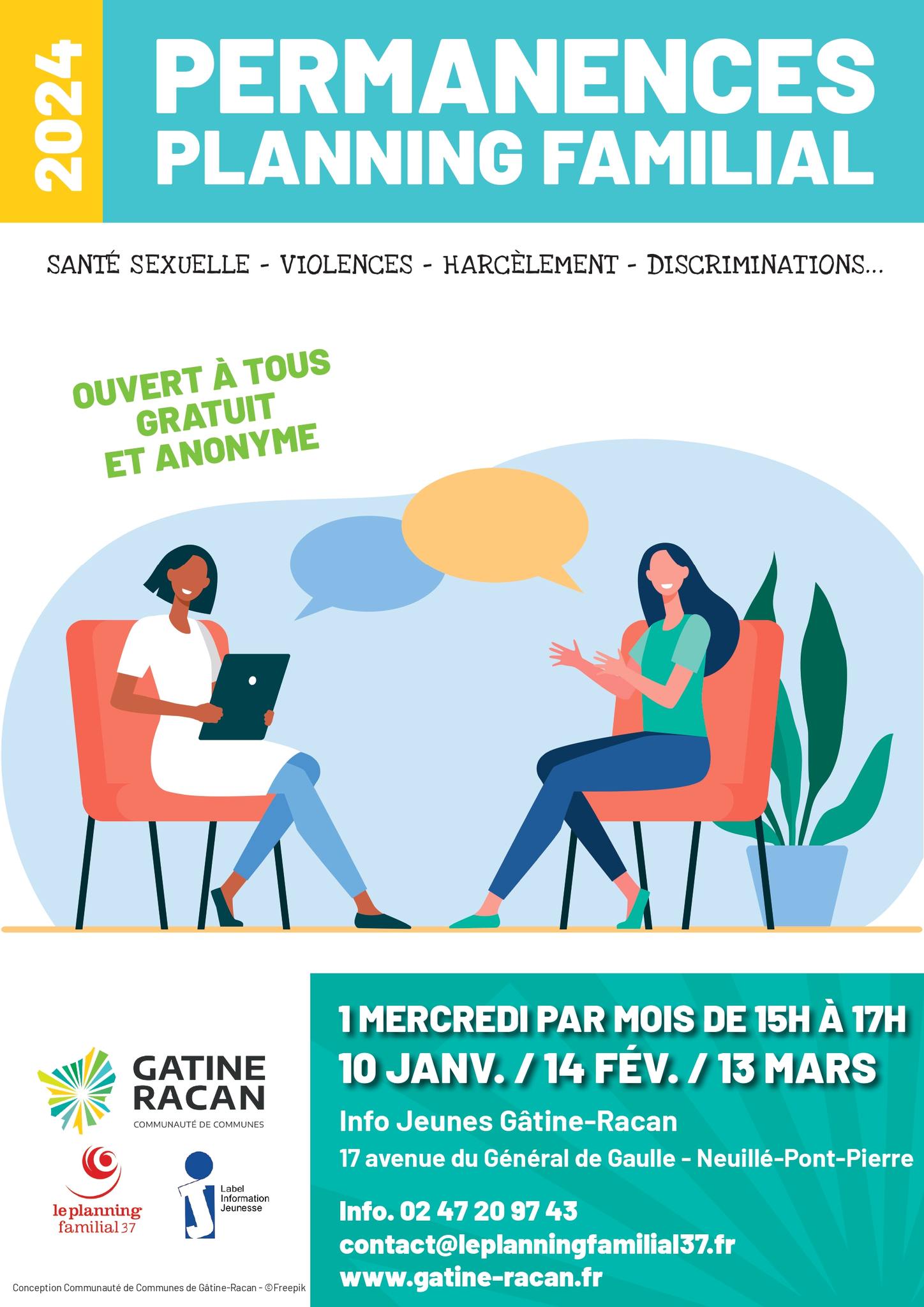 Planning familial - Permanences janvier 2024 - Gâtine Racan