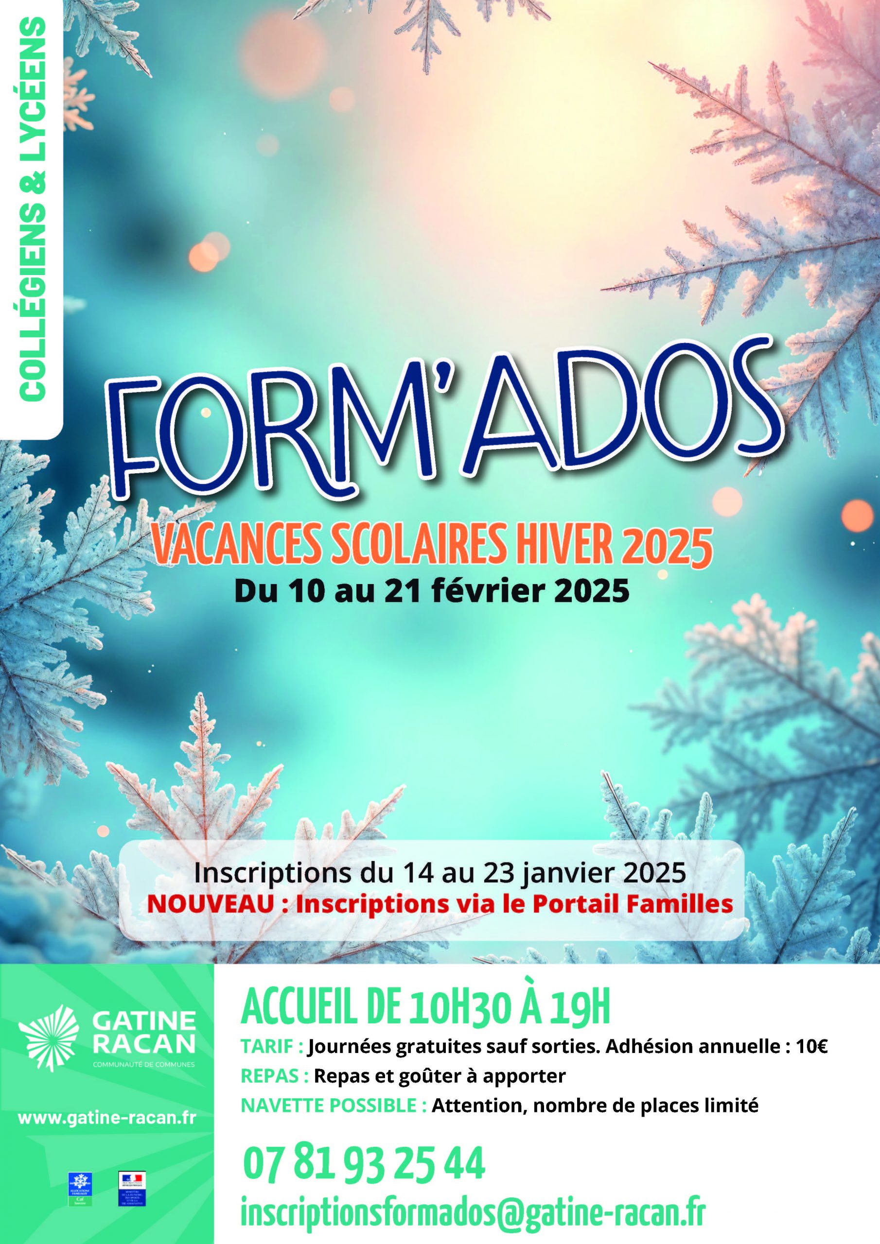 Form'Ados : programme pour les vacances d'hiver - Gâtine Racan
